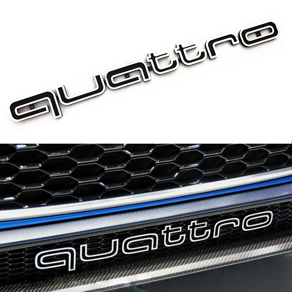 1 Pcs Quattro Emblems Badge Car 3D Sticker ABS Grill Lower Trim For All ...