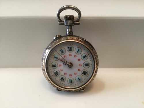 Antique watch Silver & Gold 2-Tone Ladies Open Faced Pocket Watch Pin ...