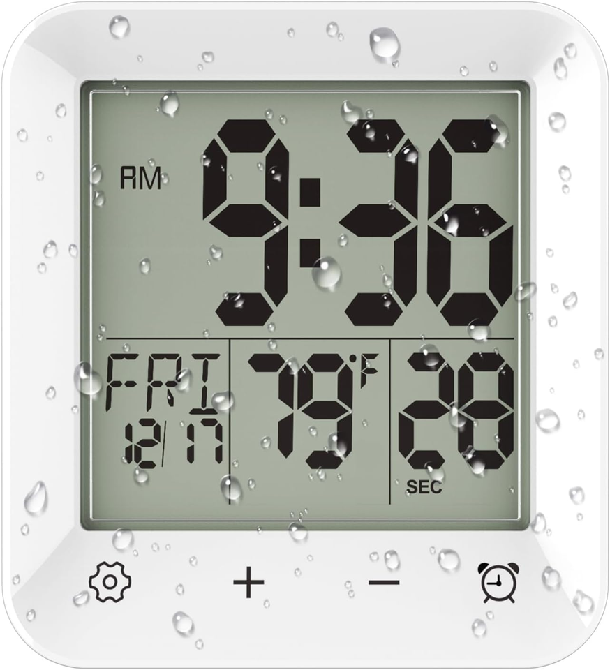 Digital Shower Clock Waterproof, Bathroom Wall Clock Timer with Touch ...