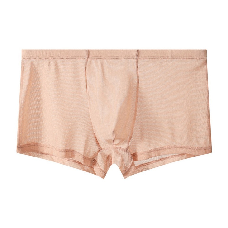 Bedroom Wear Mesh Boxer Shorts Sheer Fabric Stretch Waistband Solid ...