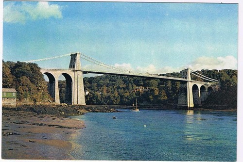 United Kingdom UK Postcard Wales Menai Straits Suspension Bridge | eBay