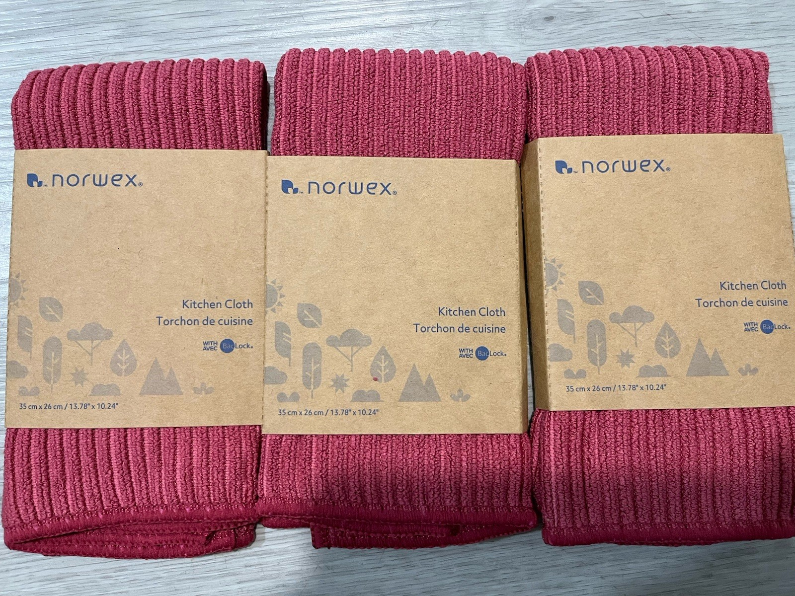 3 Pack Norwex Channel Textured Kitchen Cloth Pomegranate Red (13.78″×10 ...