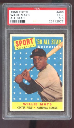 1958 Topps #486 Willie Mays All-Star Sport Magazine PSA 5.5 Graded ...