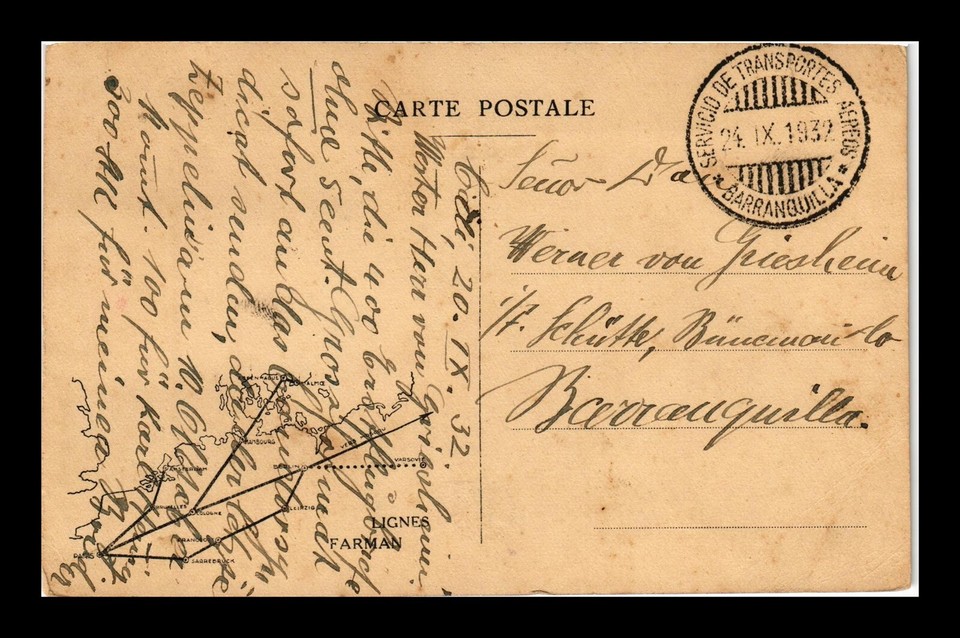 Dr Jim Stamps Colombia Multi Franked Postcard Farman Airlines Plane ...