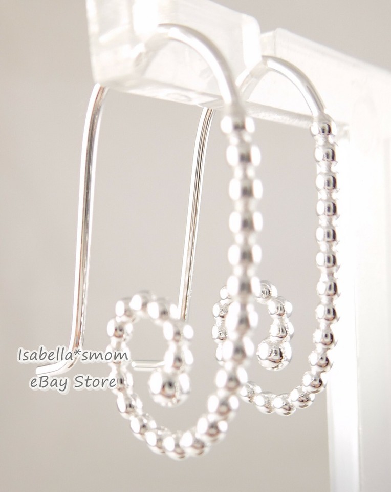 RETIRED Genuine PANDORA Compose Dangle EARRINGS BEADED Swirl POSTS ...