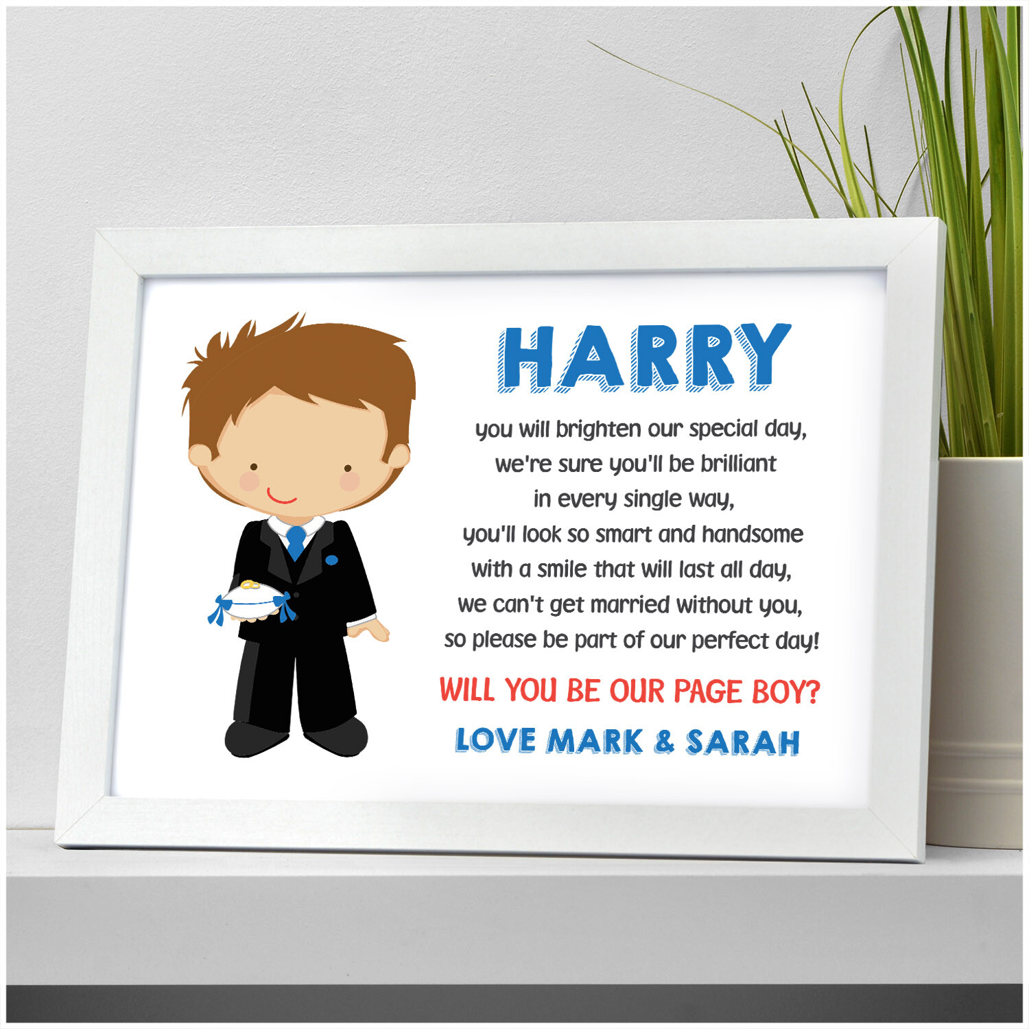 PERSONALISED Will You Be Our Page Boy Usher Ring Bearer Poem Gifts for ...