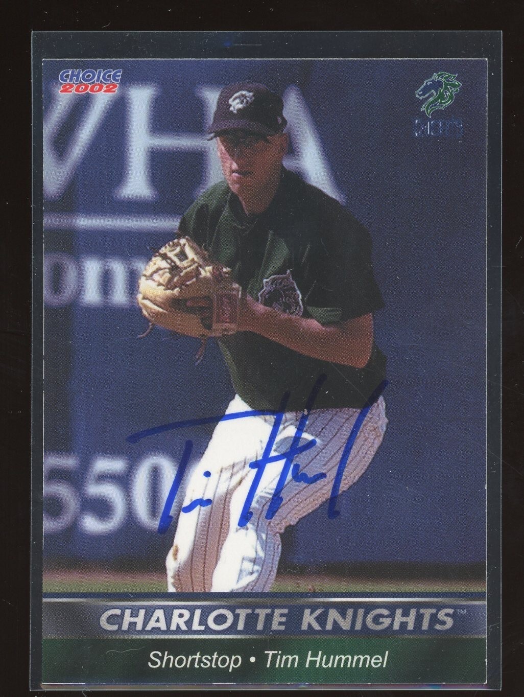 2002 Charlotte Knights TIM HUMMEL Signed Card autograph auto WHITE SOX ...