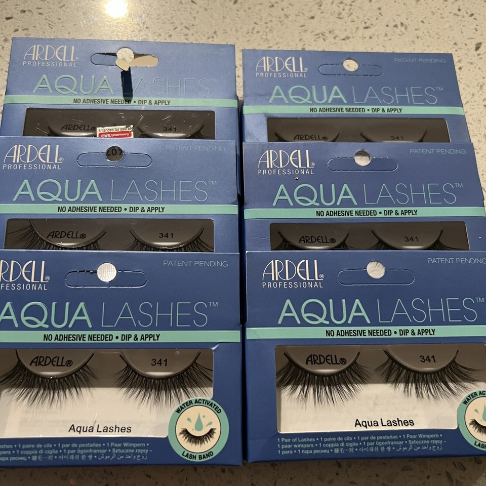 LASHES Ardell Aqua Strip Lashes, 341 Black PACK Of 6 / Water Activated ...