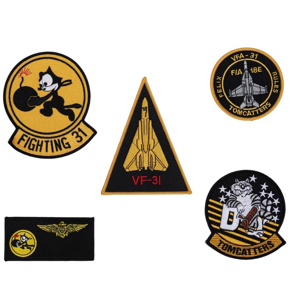 Set US Pilot Jacket Patches CVW-14 F14 VF-31 Tomcatters Top Gun Patch ...