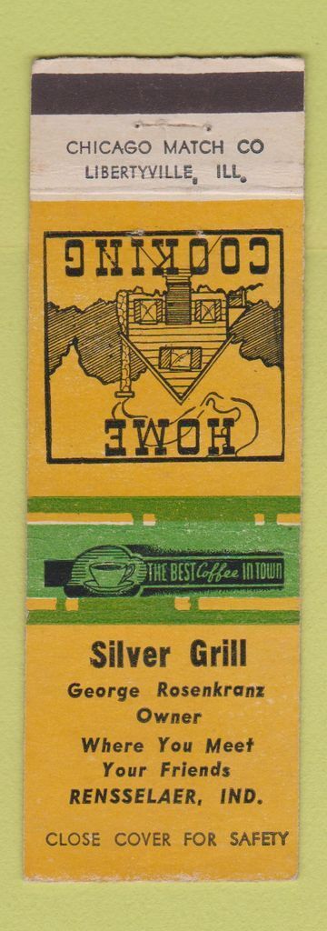 Matchbook Cover - Silver Grill Rensselaer IN | eBay