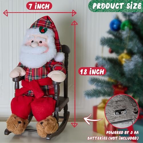 Christmas Animatronic Rocking Chair Santa Claus Decoration - 18 inch ...