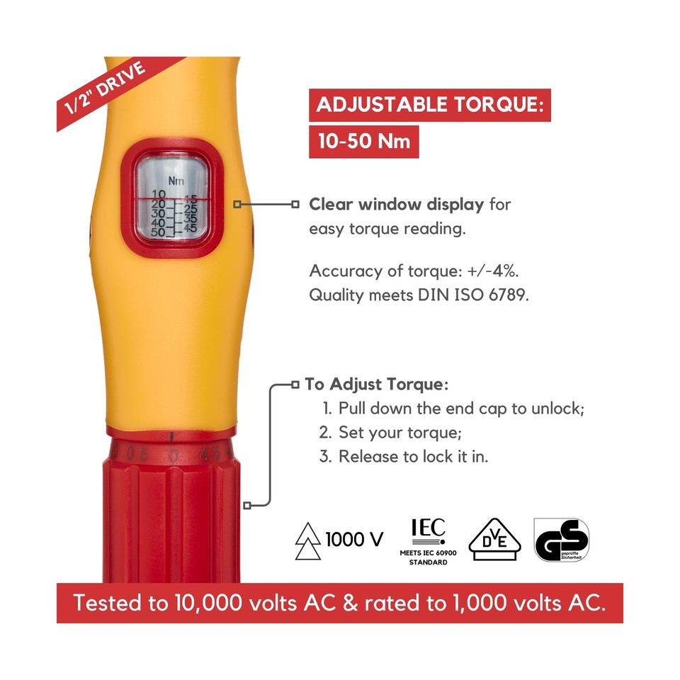 FESA Electrician Insulated Torque Wrench - 1000V Electrician Torque ...