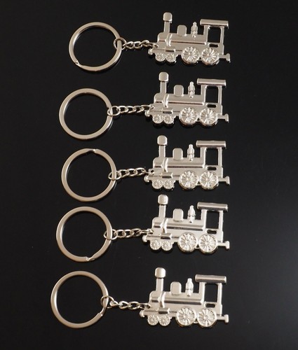 5x PCS Lot - Train Engine Chrome Steam Locomotive Keyring Keychain Key ...