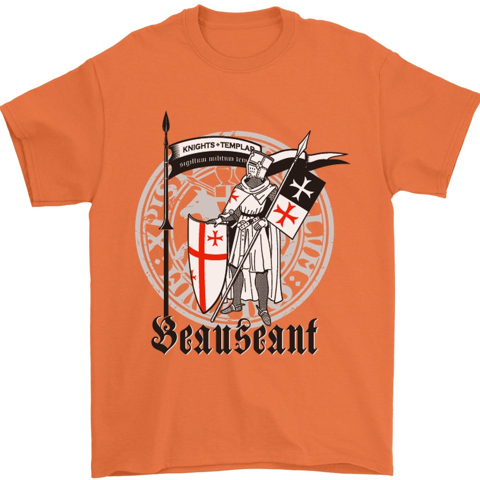 Knights Templar St Georges Day Beauseant Mens T-Shirt 100% Cotton | eBay