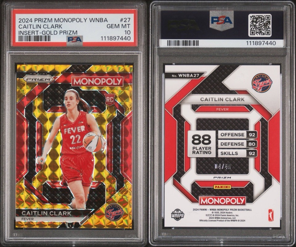 2024 Rookie Prizm WNBA Monopoly Caitlin Clark RC #WNBA27 GOLD Prizm 4/ ...