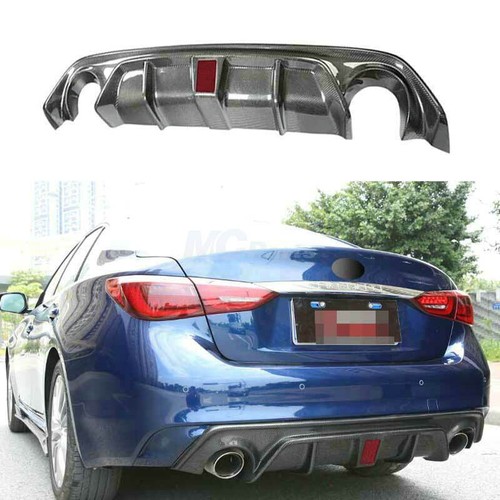 Real Carbon Fiber Rear Bumper Diffuser W/LED BRAKE LIGHT For Infiniti ...