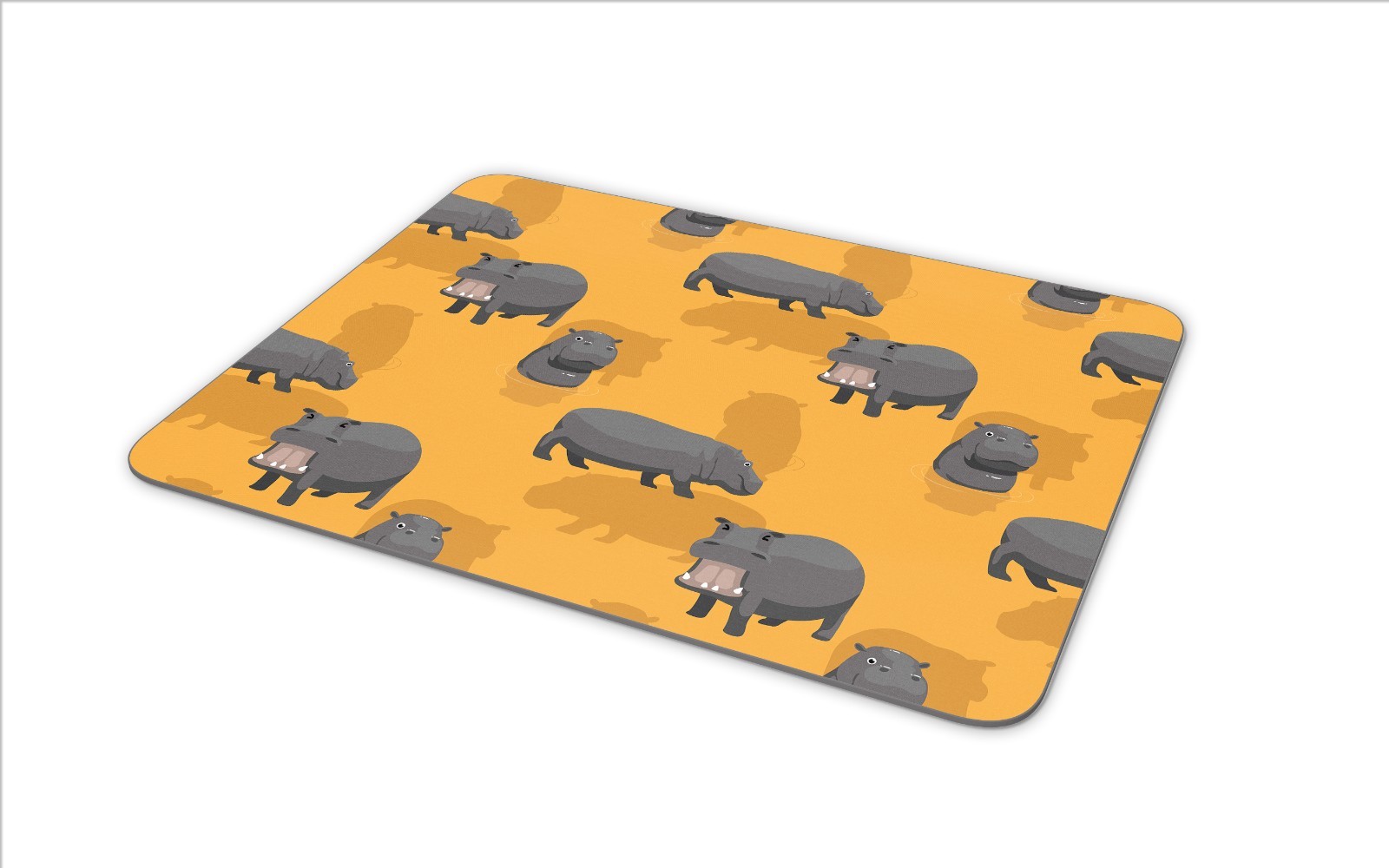 Cartoon Hippo Mouse Mat Pad - Hippopotamus Wild Kids Animal Computer ...