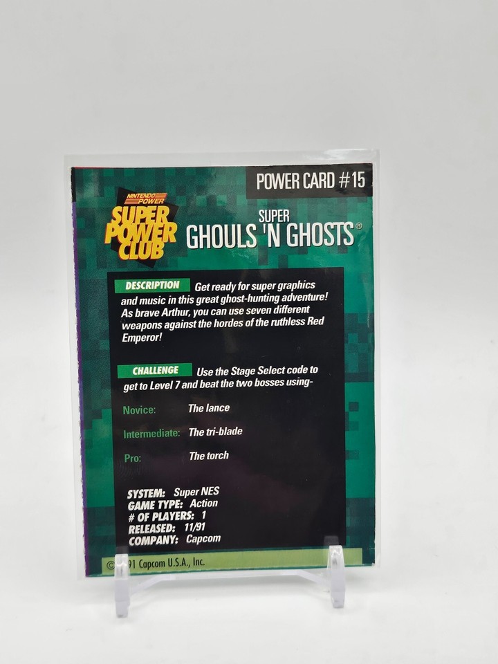 Ghouls 'N Ghosts POWER CARD Nintendo Super Power Club Magazine #15 ...