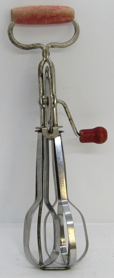 Vintage Edlund Company USA Stainless Hand Mixer Egg Beater with Red ...