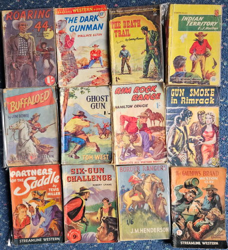 12 vintage 40s/50s Western British pulp pbacks Streamline Curtis Scion ...