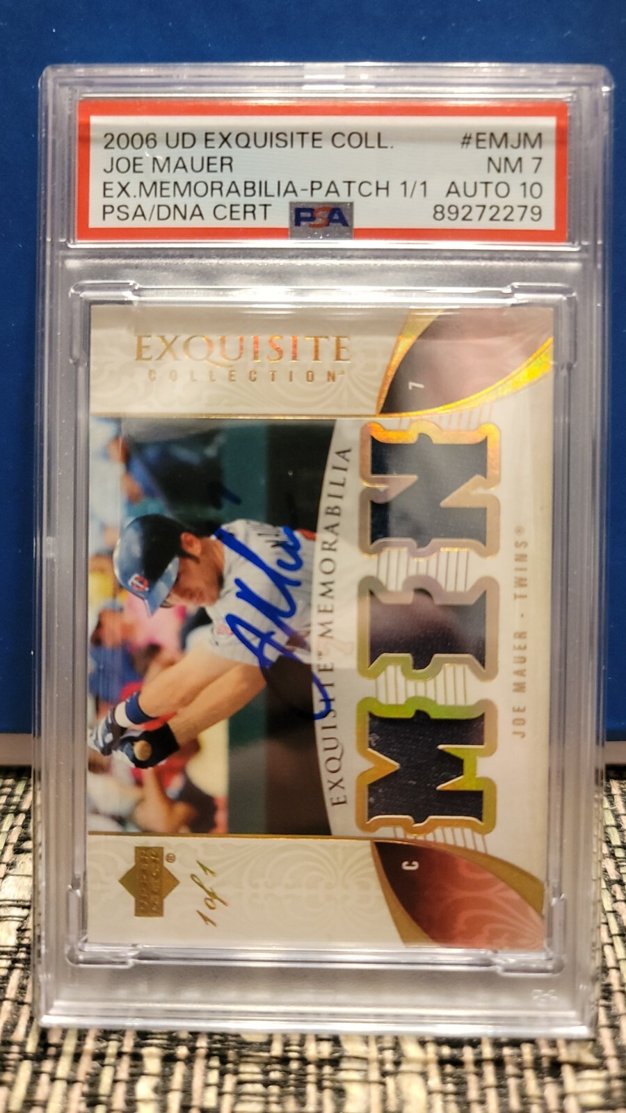 PSA 7/Auto 10 COA 2006 UD Exquisite Mem Patch 1 Of 1, Joe Mauer, MN ...