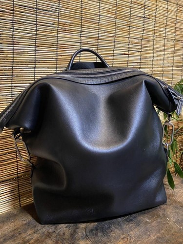 Smythson Black Leather Backpack Rucksack, Slim Design, Zip Closure ...