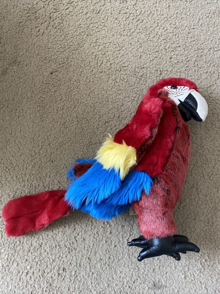 Folkmanis Puppets Scarlet Macaw Bird Parrot hand puppet plush toy 15 ...
