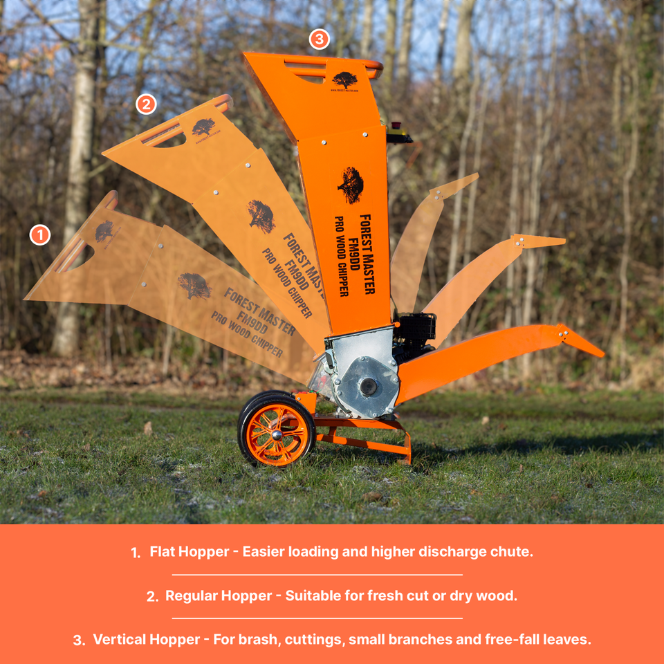 FOREST MASTER FM9DD Petrol Wood Chipper Garden Shredder 9HP Chip up to ...