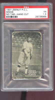 1931 Zeenut Bill Simas Butch PSA Graded Baseball Card Pacific Coast ...