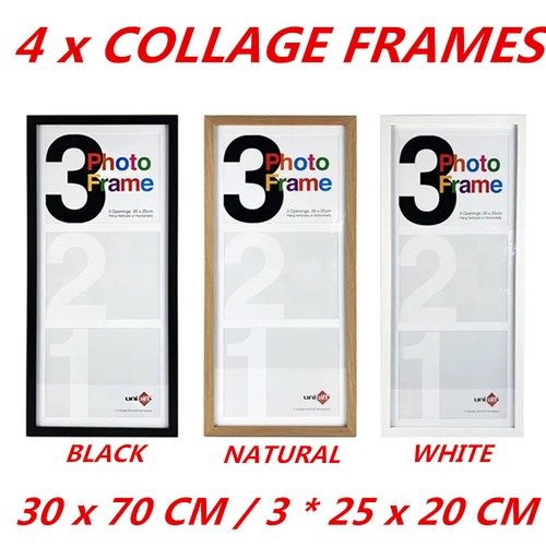 4 x 3-in-1 Collage Photo Frame Black Natural White Home Decor Gifts Pic ...