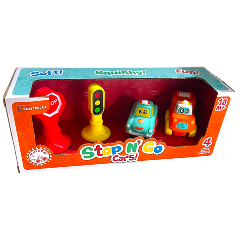 Stop N' Go Cars! Squishy 4 piece play set - For Age 18+ Months Baby ...