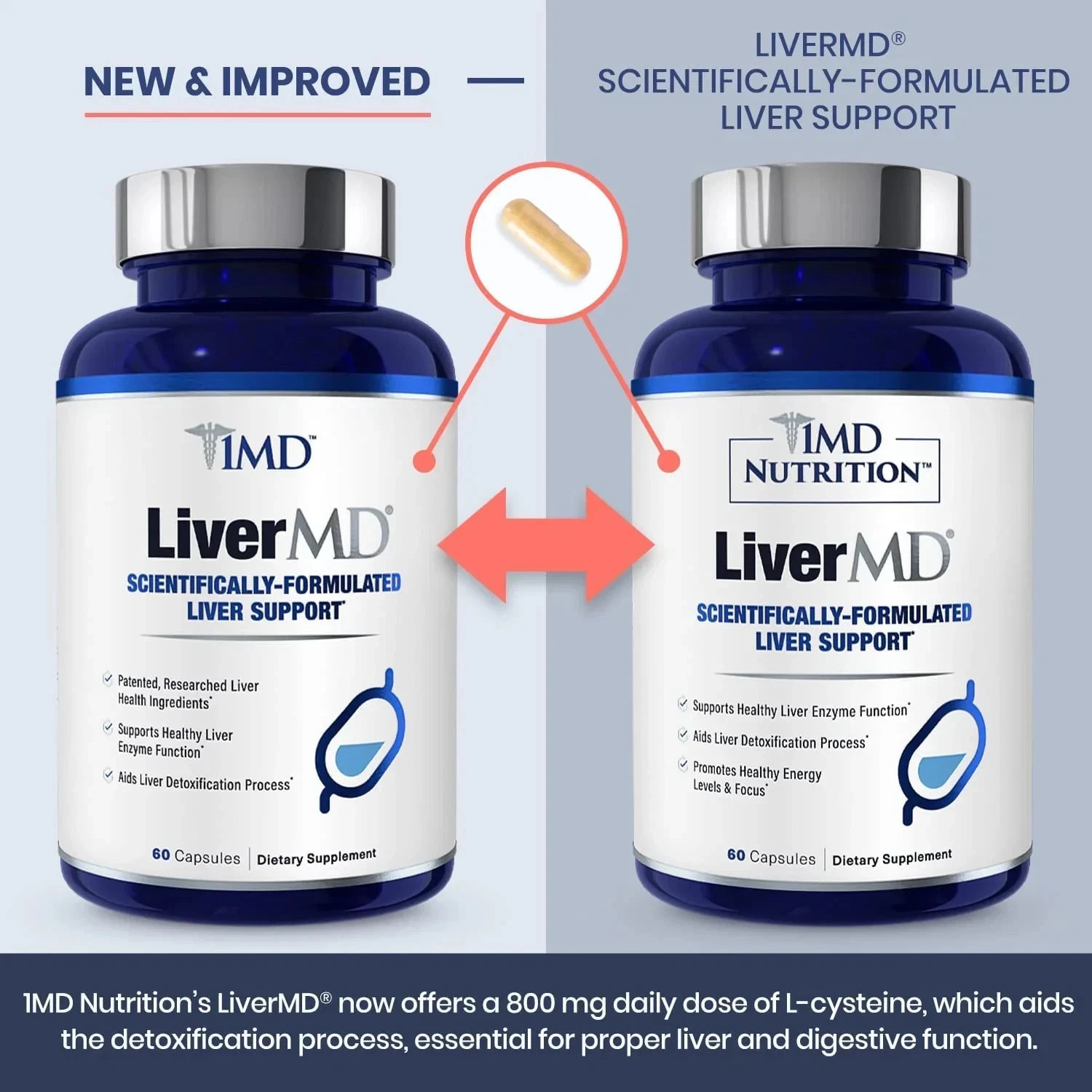 1MD Nutrition LiverMD support healthy liver, 60 Caps, Exp 01/2027 (Pack ...