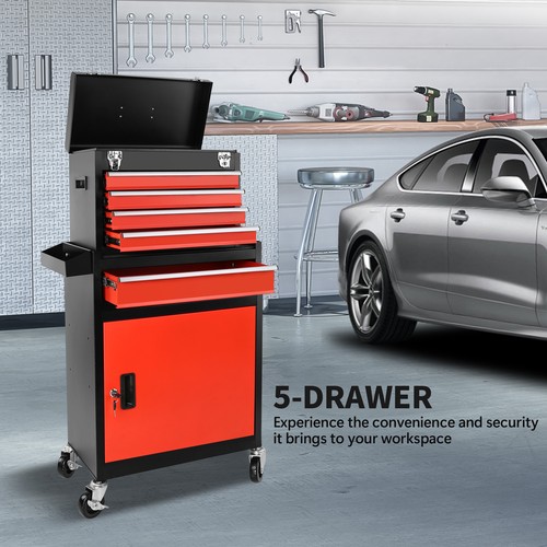 5-Drawer Rolling Tool Box Cart Detachable Tool Chest w/ 1 Adjustable ...