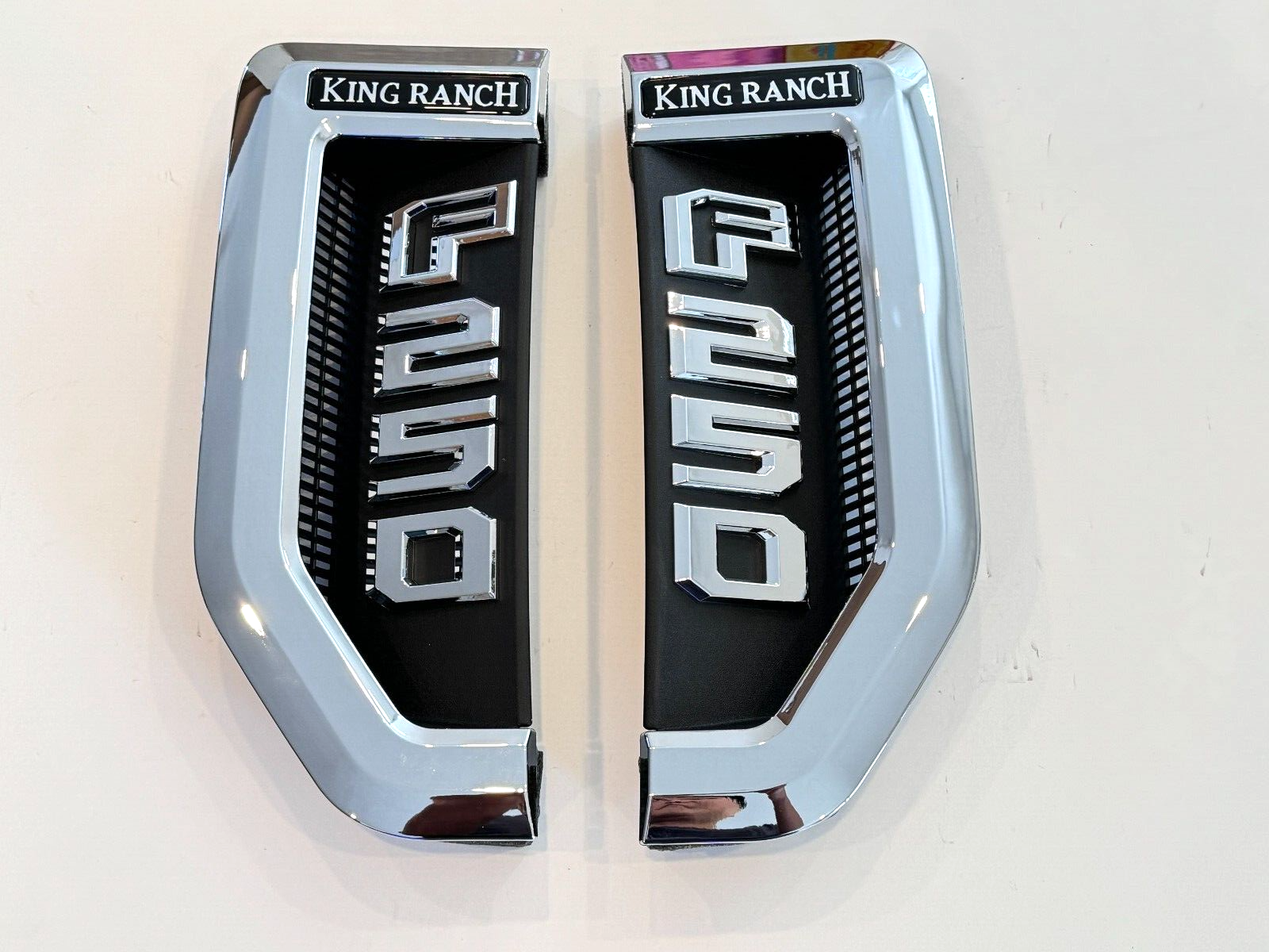 2x Chrome Black For 2017-2022 F-250 KING RANCH Fender Side Emblem HC3B ...