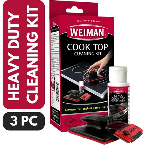 Weiman Glass Stove Top Complete Cleaning Kit Cleaner Scrubber & Scraper ...