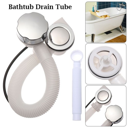 Bathroom Kit Round Pop-Up Concealed Bath Overflow Waste Pipe Bathtub ...