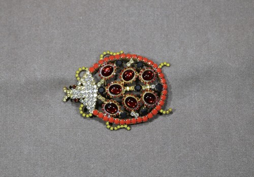 vintage costume, jewelry, rare large Czech crystal rhinestone lady bug ...