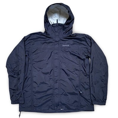 Marmot Mens Hooded Rain Jacket Large Navy Waterproof Windbreaker ...