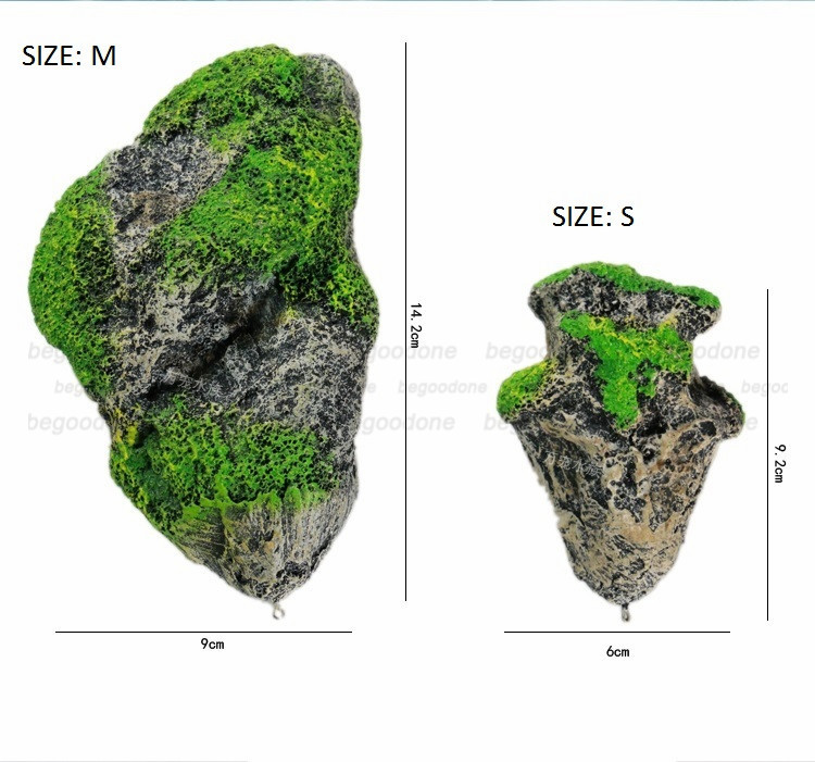 Floating Rock Stones Ornament Aquarium Fish Tank Avatar Moss Plant ...