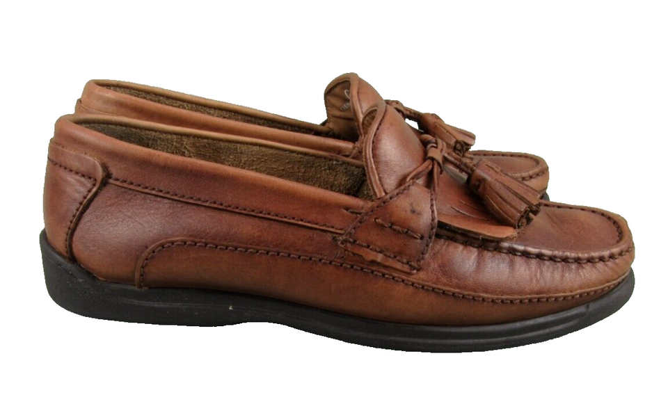 Borelli Chase Mens Loafers 7 M Brown Leather Slip On Tassel Dress Shoes ...