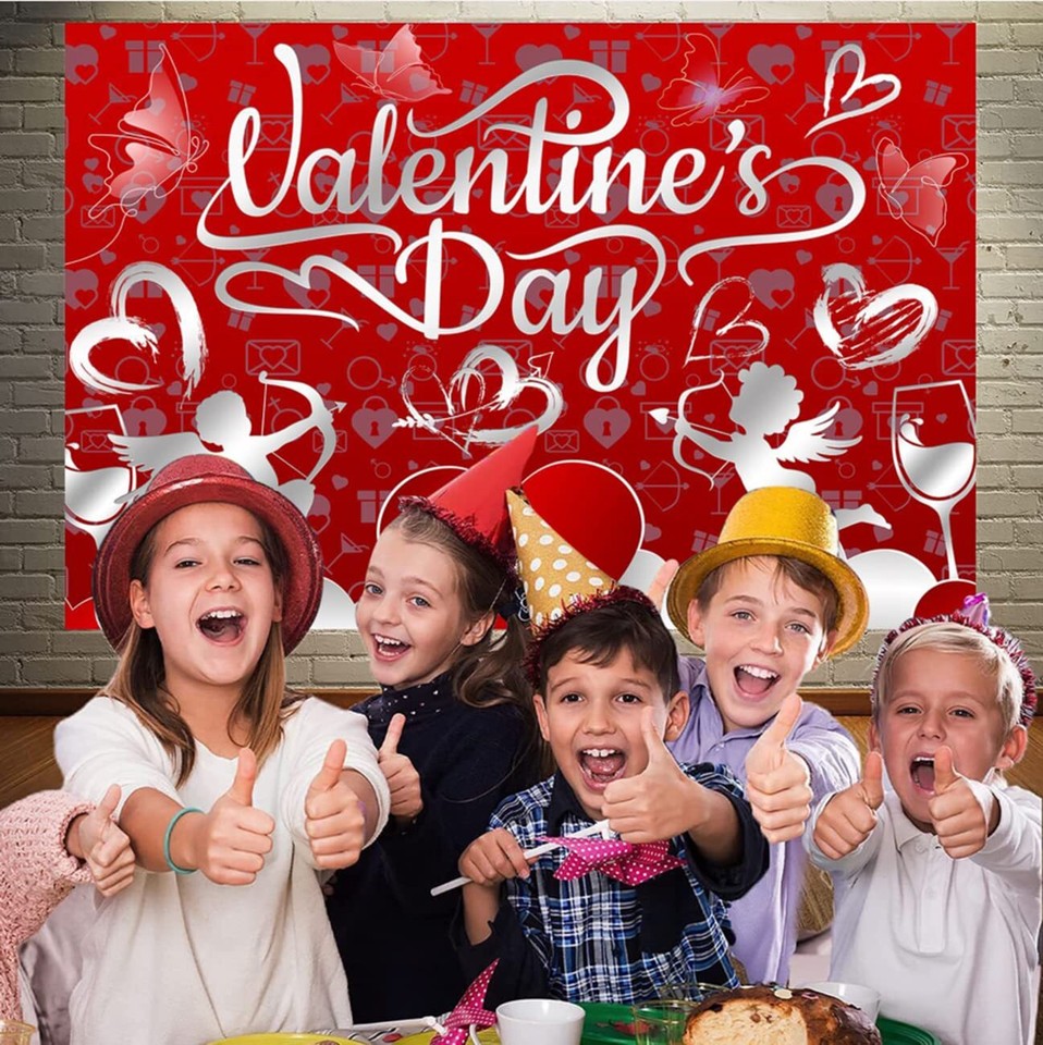 Happy Valentine's Day Backdrop Banner Romantic Cupid Photo Background ...