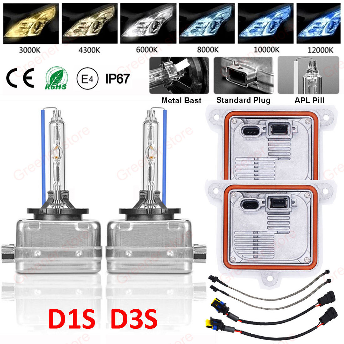55W D1S D1R D3S D3R Car HID Xenon Headlight Lamp Ballast 5000 6000K ...