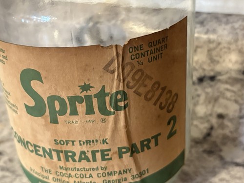 SPRITE SOFT DRINK CONCENTRATE PART 2 JAR COCA-COLA LEMON LIME EXTRACT ...