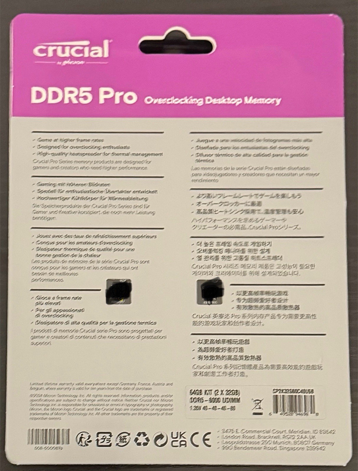 Crucial DDR5 Pro 64GB DDR5 SDRAM (2x32GB) 6000 UDIMM Desktop RAM - lot ...