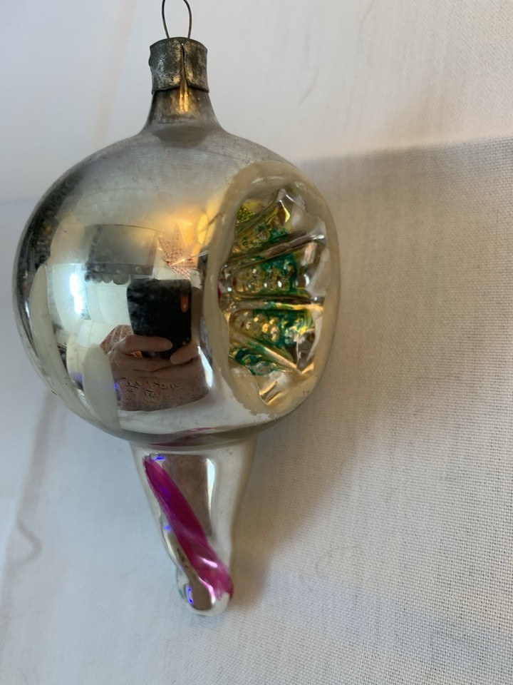 vintage mercury glass christmas bauble, I Double Concave, Large,Icicle ...