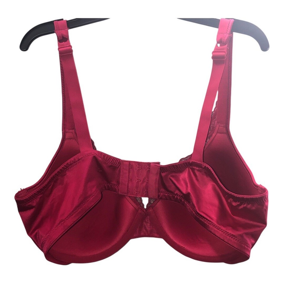 Playtex Secrets Side-Smoothing 4513 Deep Red Embroidered Lace underwire ...