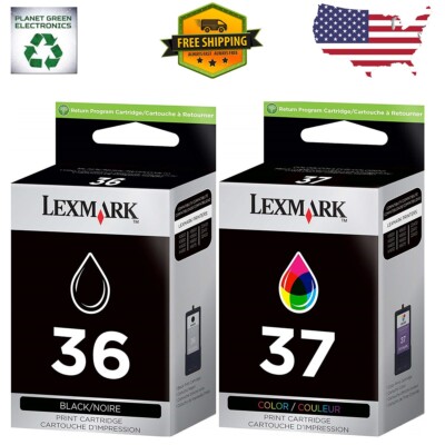 Black Genuine Lexmark 36 37 2PK Ink Cartridges X Series X3650 Z Series ...