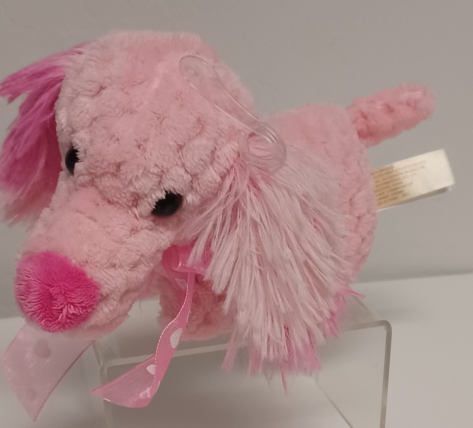 Pink Puppy Plush 8” Pink Hearts Bow Stuffed Animal Small Toy Plush ...