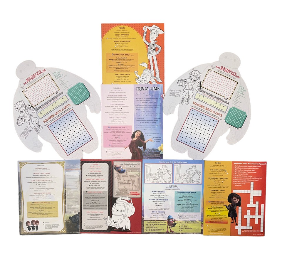 Disney Restaurant Menus Kids Menus Disney Cruise Line Fantasy NEW Set ...