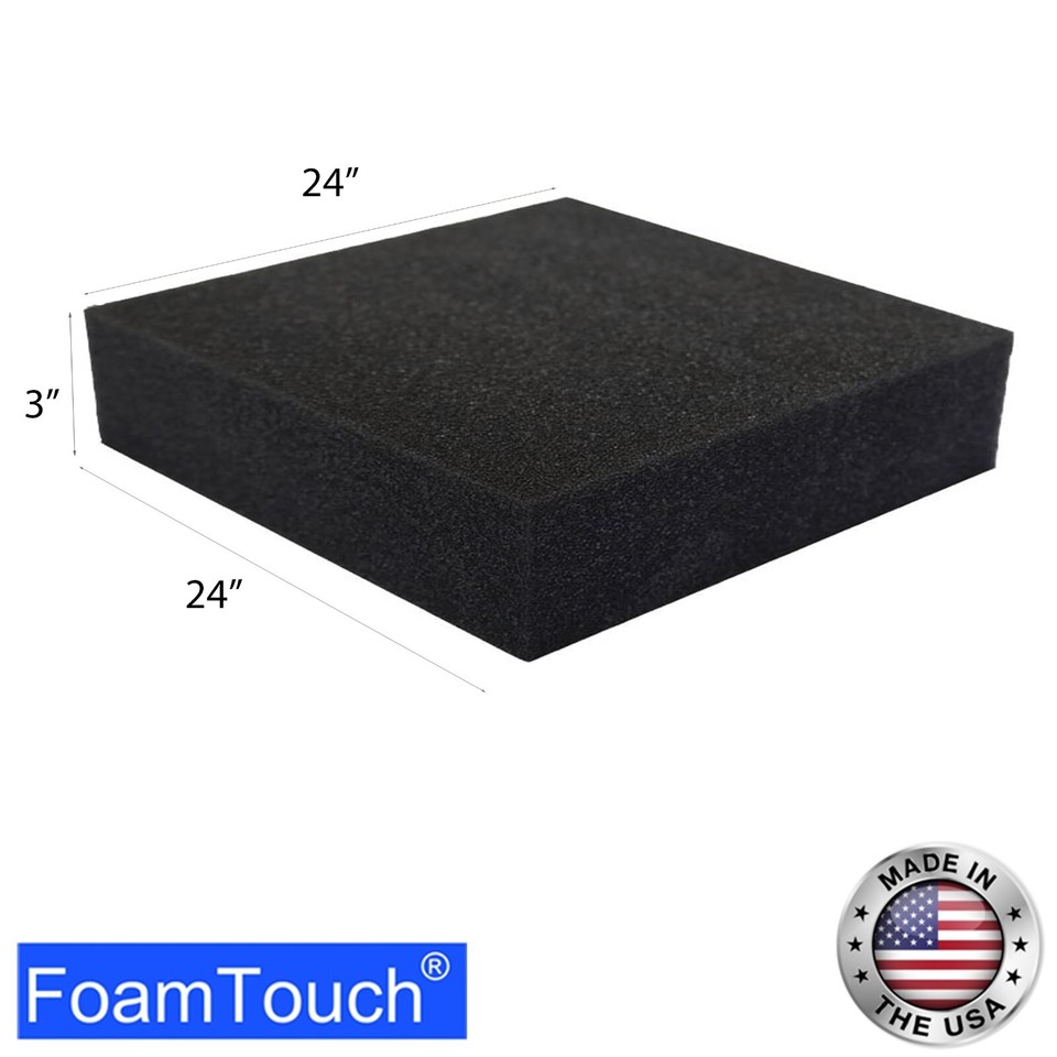 FoamTouch 24"x24" Square Charcoal High Density Upholstery Foam Cushion ...